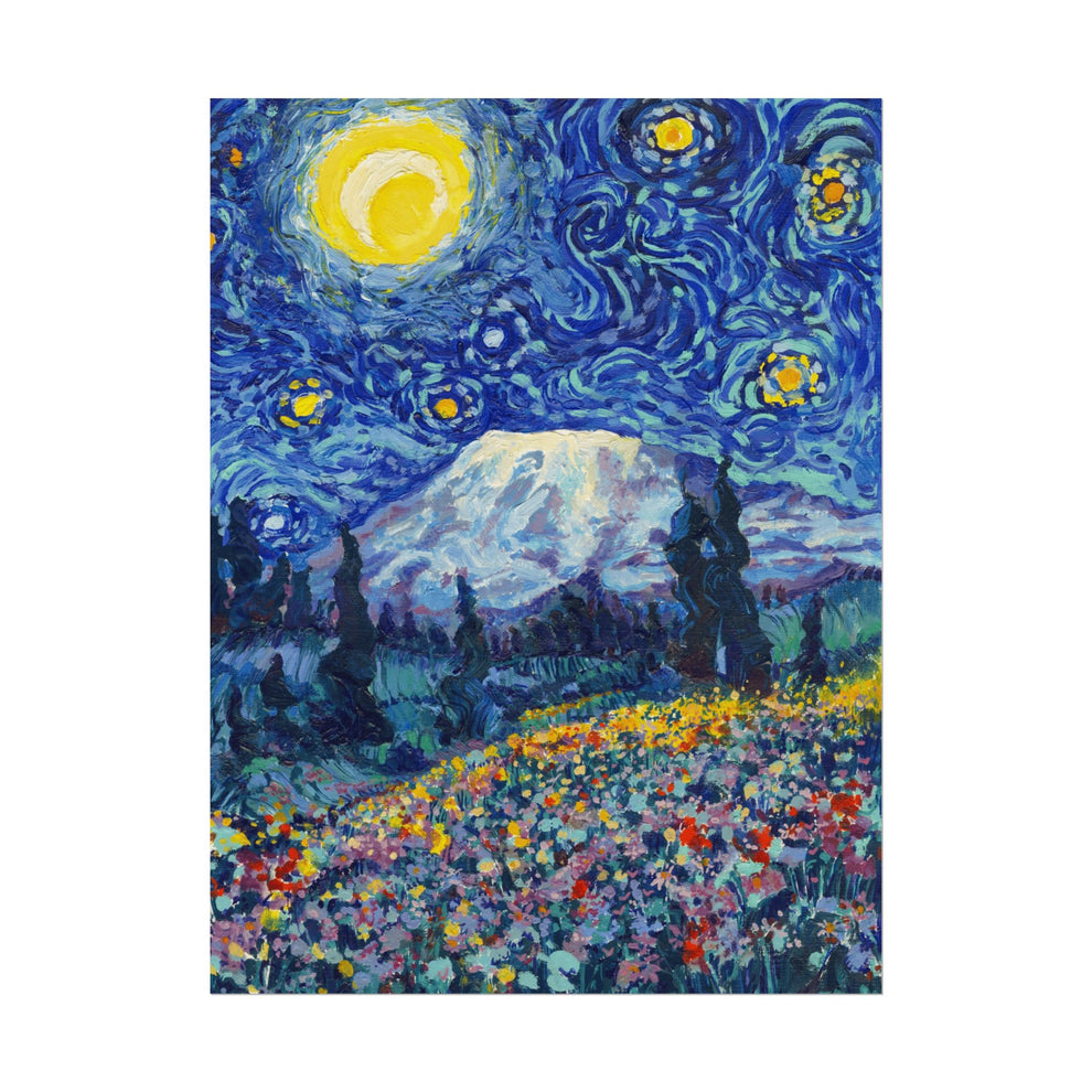 Mount Rainier National Park Starry Night Poster - Premium Textured Pap ...
