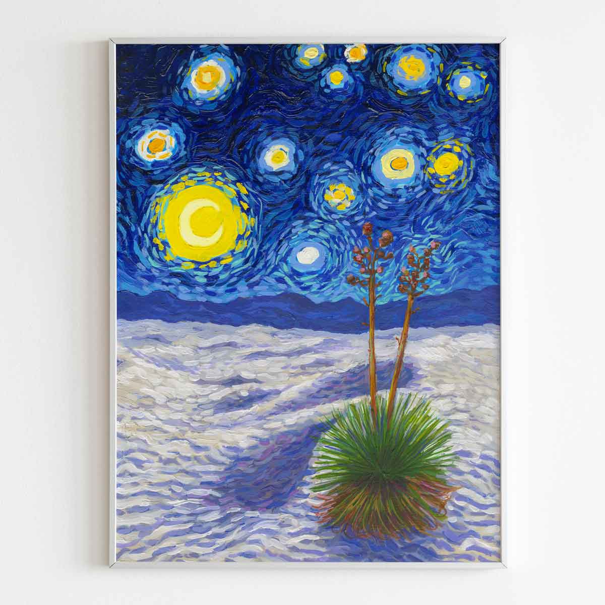 White Sands National Park Park Starry Night Poster - Premium Textured ...